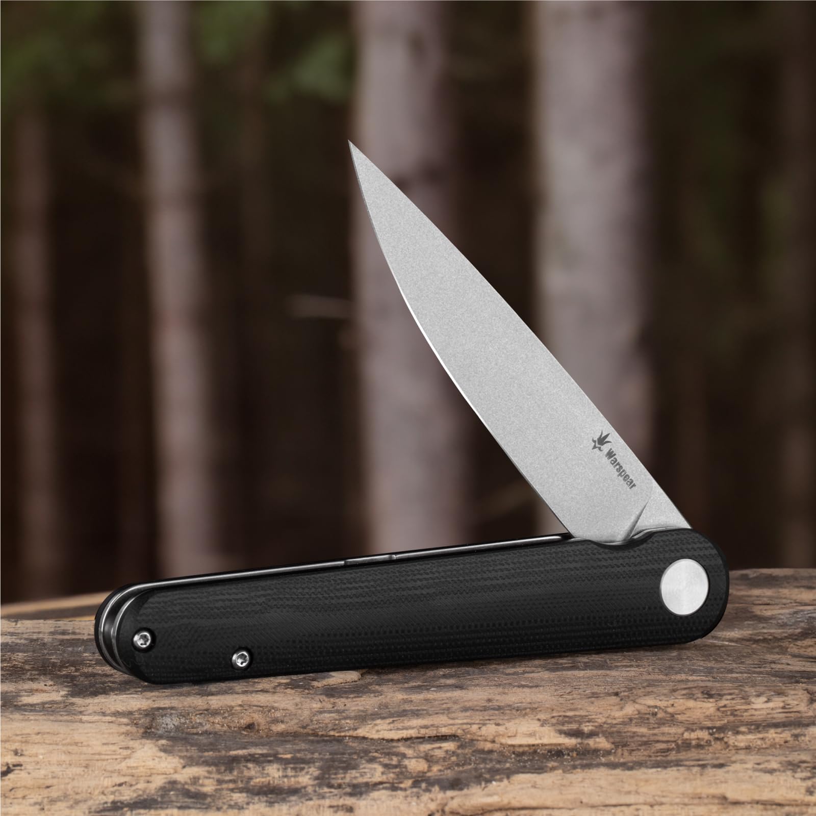 Warspear Terima Front Flipper Folding Knife 3.5" Stonewshed D2 Blade Black G10 Handle Camping Hiking Pocket Knife With Deep Carry Clip Outdoor EDC WP901WBK