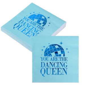 karaqy 20 pack dancing queen party napkins, 3-ply disposable napkins for birthday party, holiday party, bridal shower, mamma mia party and disco party