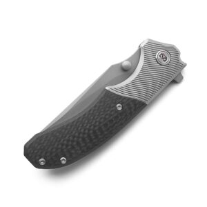 Miguron Knives M Centurion Flipper Folding Knife 3.5" S90V Blade Titanium And Black Carbon Fiber Handle Camping Hiking Pocket Knife MGR-609CBK