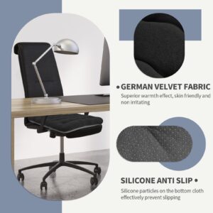 BUYUE Good Support Office Chair Cushion Padded, Soft Velvet Comfortable Non-Slip Seat Cushion for Computer Desk Kitchen Chair (1 Count, Black)