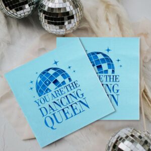 KARAQY 20 Pack Dancing Queen Party Napkins, 3-Ply Disposable Napkins for Birthday Party, Holiday Party, Bridal Shower, Mamma Mia Party and Disco Party