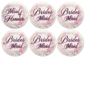 5+1 pcs bridal shower badge pins for brides maids, bachelorette party supplies, wedding party favor