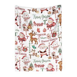 custom christmas santa blanket for kids boys girls, personalized soft cozy flannel/sherpa xmas throw blanket with name, gifts for christmas holiday