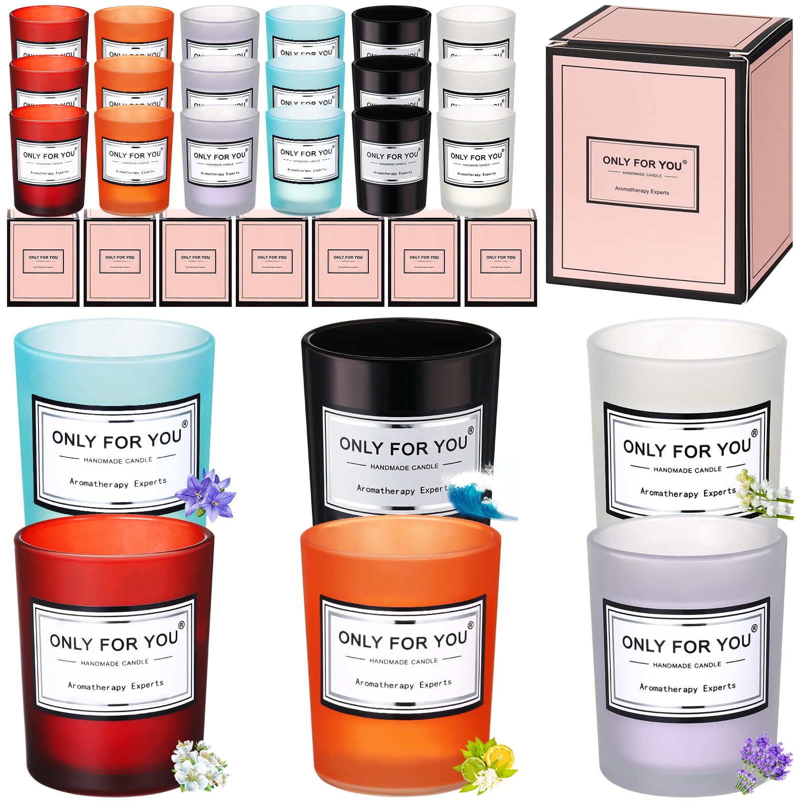 MTLEE 36 Pcs Christmas Candles Bulk Candles for Home Scented Candles Gift Set for Women Long Lasting Aromatherapy Jar Candle for Birthday Teacher Thanksgiving Anniversary(Bright Style)