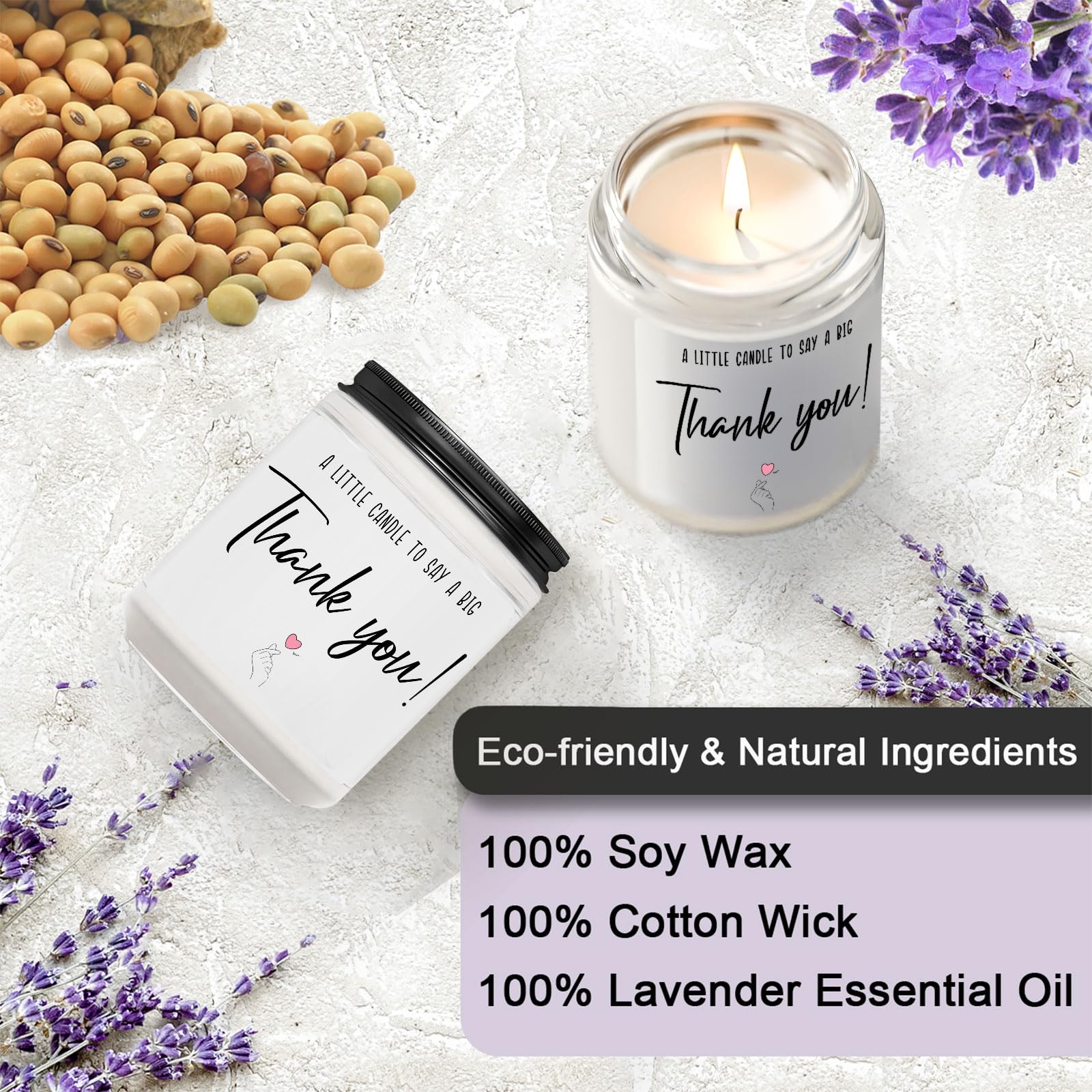 Thank You Gifts for Women Mom Friends Bosslady Coworkers Father’s Day Gifts Appreciation Gifts for Her Him, Teacher Appreciation, Friendship Gifts, Birthday Gifts, 7oz Soy Wax Lavender Candle