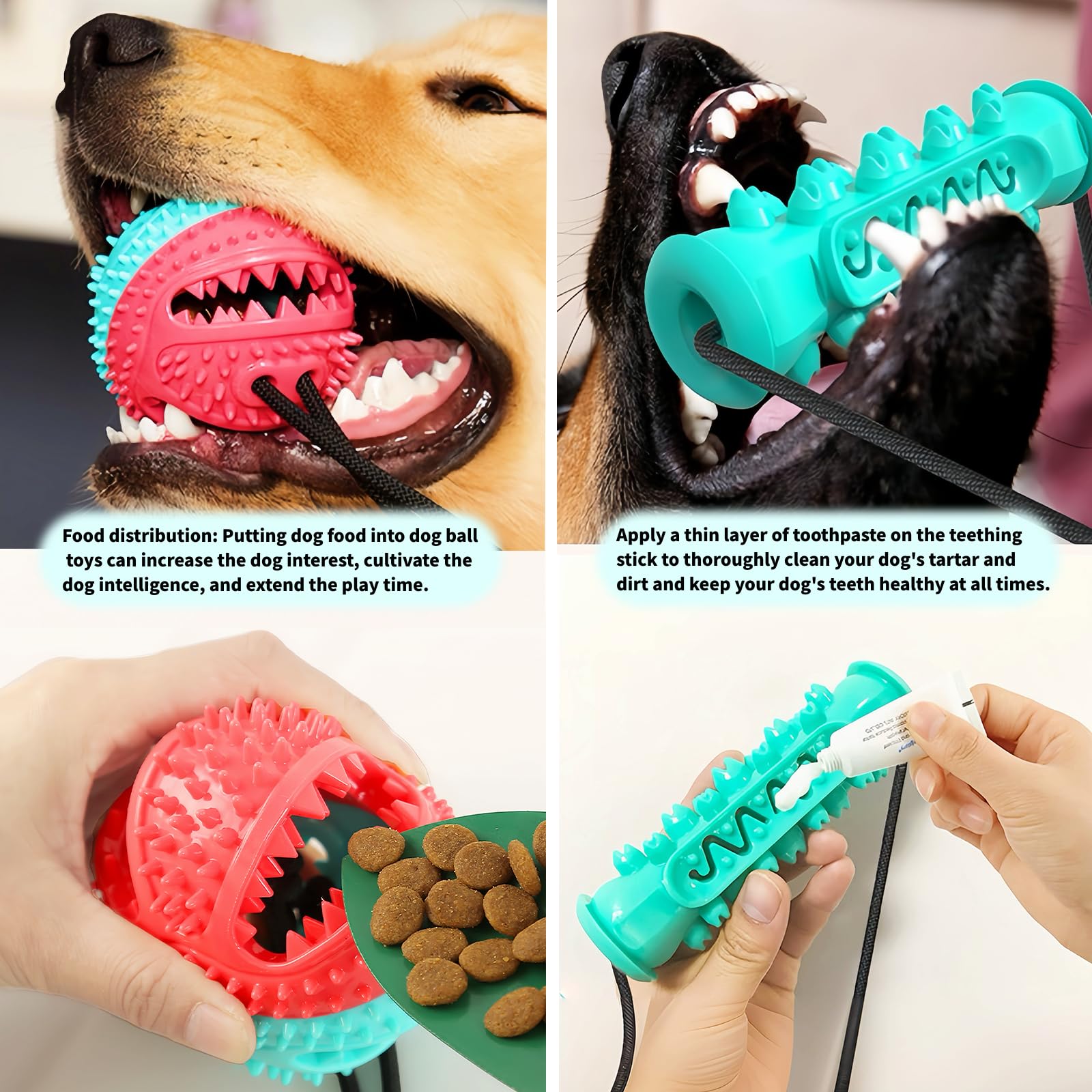 Interactive Dog Toys Tug of War,TPR Dog Chew Toys,Mentally Stimulating Toys for Dogs,Puppy Teething Toys for Boredom,Dog Puzzle Treat Food Dispensing Ball Toy for Small Medium Large Dog