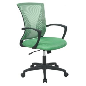 paylesshere office chair desk chair computer chair ergonomic chair adjustable executive mesh mid back with 360 degree swivel wheels lumbar support armrest, green