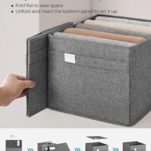 SONGMICS Storage Baskets, Set of 4 Extra Large Storage Bins for Organizing, 30L, 15.7 x 11.8 x 9.8 Inches, Fabric Storage Cubes for Shelves, Easy to Clean, Foldable, 2 Handles, Dove Gray UROB240G04