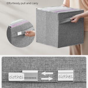 SONGMICS Storage Cubes, Set of 4 Cube Storage Bins, 13 x 13 x 13 Inches, 2 Handles, Oxford Fabric and Linen-Look Fabric, Easy to Clean, Foldable, Metal Label Holders, Dove Gray UROB233G04