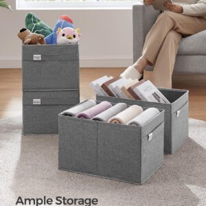 SONGMICS Storage Baskets, Set of 4 Extra Large Storage Bins for Organizing, 30L, 15.7 x 11.8 x 9.8 Inches, Fabric Storage Cubes for Shelves, Easy to Clean, Foldable, 2 Handles, Dove Gray UROB240G04