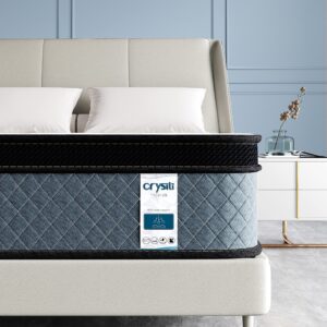 crystli king mattress 14 inch, king size mattress in a box memory foam king mattress hybrid design with pocket springs motion isolation pressure relief supportive king bed mattress