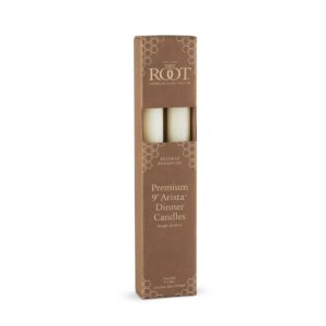 root candles 2-count unscented dinner candles rustic dripless beeswax blend timberline arista candles, 9-inch, ivory