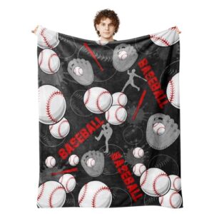 baseball blanket for boys kids, baseball gifts for boys, soft baseball room decor blanket bedding 40x50 in