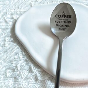 Christmas Birthday Gifts for Husband Wife Coffee Because Fuck This Fucking Shit Spoon for Boyfriend Girlfriend Coffee Tea Lover Gift for Couple Coffee Tea Gifts for Him Her