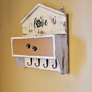 Onetomany Dog Leash Holder, Wall Mounted with Storage Shelf and Corkboard