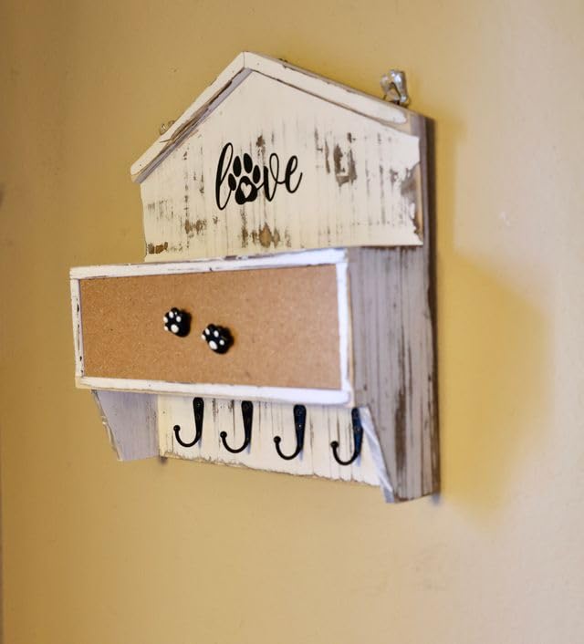 Onetomany Dog Leash Holder, Wall Mounted with Storage Shelf and Corkboard