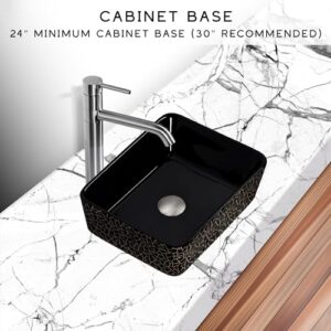 Strictly Sinks 18 Inch Rectangular Black Vessel Sink - Ceramic Countertop Bathroom Sink – Easy to Install Above Counter Luxurious Bathroom Vessel Sink (18-3/4″ W x 14-3/8″ L x 5-1/4″ H)