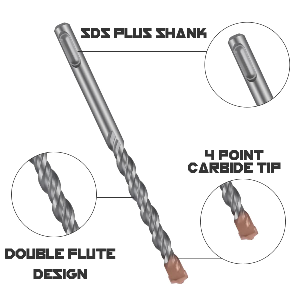 Owl Tools SDS Plus 3/16 Inch Masonry Drill Bits (13 Pack - Industrial Grade) 6 Inch Rotary Hammer Bit for Concrete, Stone, Block, & More!