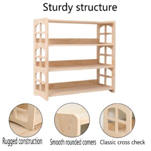 FDHUIJIA Montessori Bookshelf Toy Shelf Kids Storage Organizer for Toys Book Shelves for Kids Room Sturdy and Safe Toddler Wood Classroom Childrens Bookcases(4Tier)