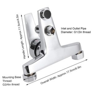 Gavigain G1/2in Shower Faucet, Bathtub Wall Mounted Triple Shower Faucet Mixer Tap Thread Copper Shower Tap for Home Kitchen Bathroom