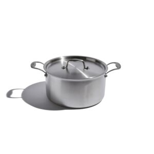 heritage steel x eater 8 quart stock pot | made in usa | 5-ply fully clad stainless steel stock pot | stay cool handle design | induction pot | non-toxic stock pot with lid | cook like an eater