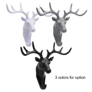 Cangder 3Pcs Deer Wall Hooks Antlers Plastic Wall Hooks/Hanger, Grey Animal Key Hat Holder Hanging for Home Wall Decoration