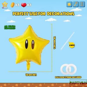 12 Pieces Foil Star Balloons, 18 inches Video Game Star Balloons for Video Game Theme Party Decorations Baby Shower, Birthday Party Decorations