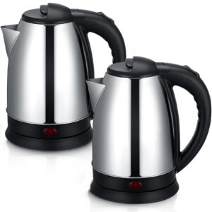 baquler 2 pcs 2l electric kettle stainless steel hot water kettle with auto shut off and boil dry protection tech electric water heater hot water pot fast boil water warmer for coffee tea beverages