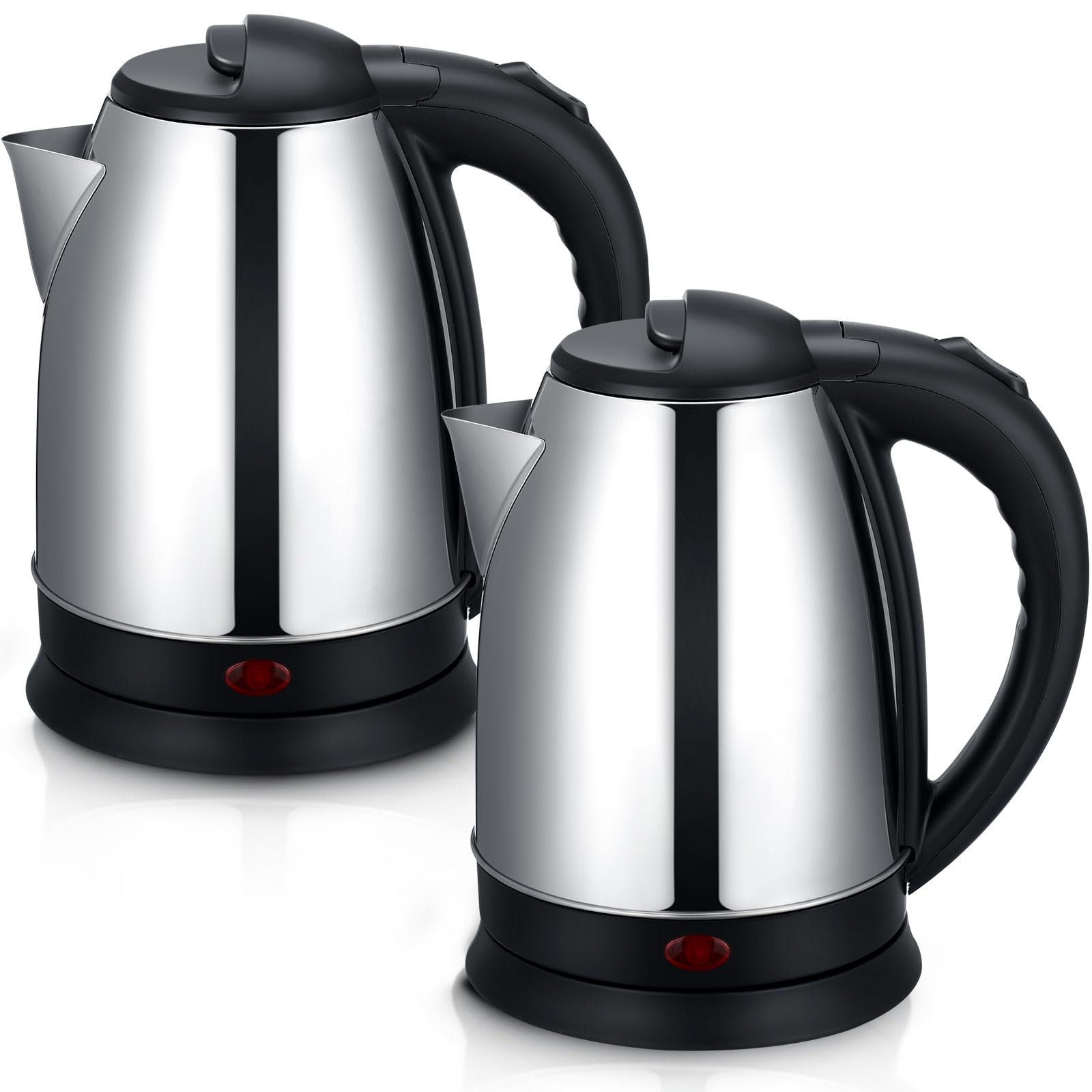 Baquler 2 Pcs 2L Electric Kettle Stainless Steel Hot Water Kettle with Auto Shut Off and Boil Dry Protection Tech Electric Water Heater Hot Water Pot Fast Boil Water Warmer for Coffee Tea Beverages