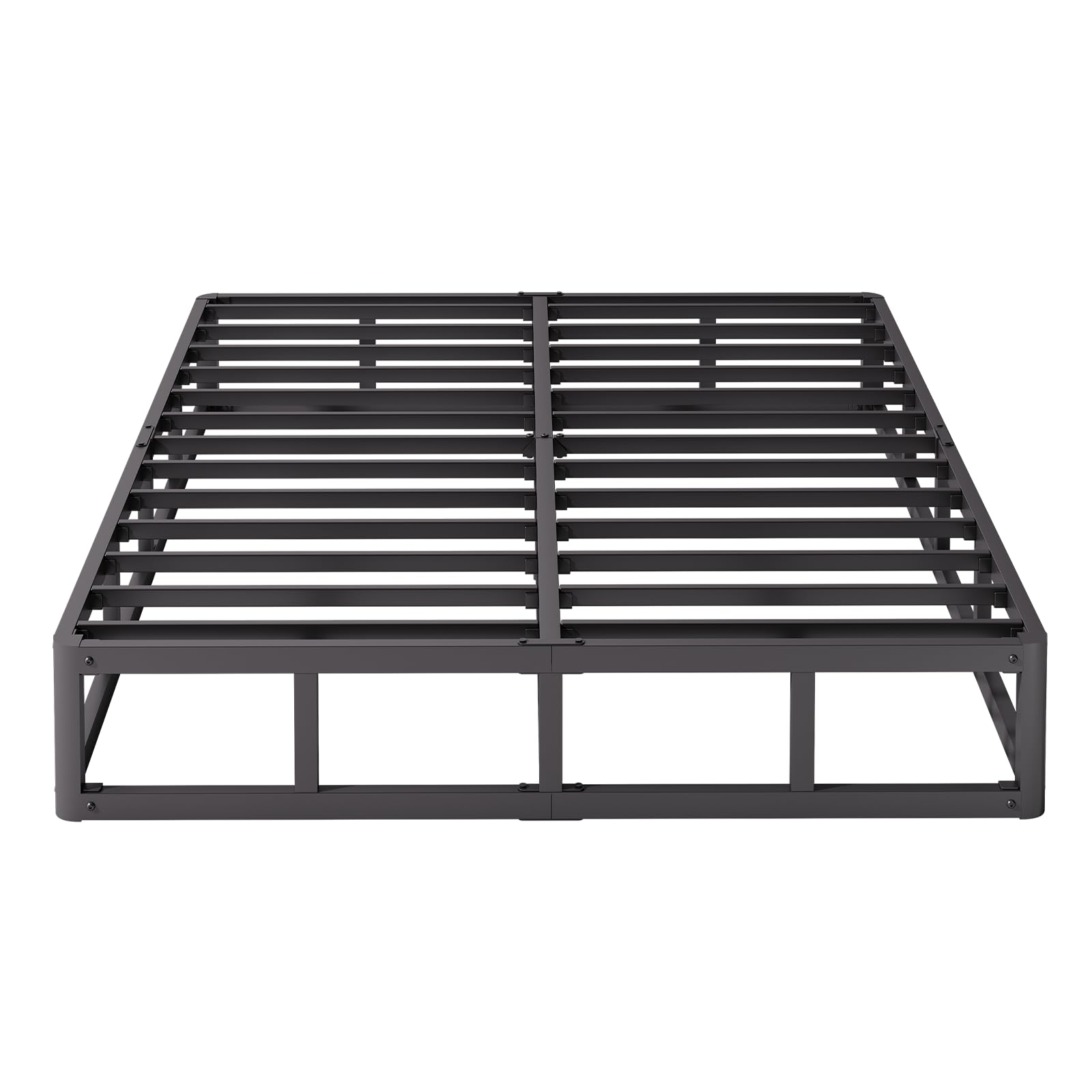 Bednowitz Full Bed Frame Low to Ground, 7 Inch High Profile Metal Box Spring with Fabric Cover Set, Heavy Duty Noise-Free Mattress Foundation, Easy Assembly