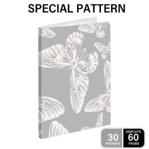 GABraden Art Portfolio 30- Pocket 9 x 12 Portfolio Folder for Artwork Display 60 Pages,Portfolio Binder with Plastic Sleeves Protectors for Documents,Music Folder,Sketch (White-D24, 9 * 12)