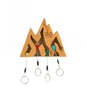 yy vertical mountain decor keyholder in cherry wood, climb every mountain wall decor - ideal gifts for mountain climbers, 4 key rings included - perfect for mountain lovers…