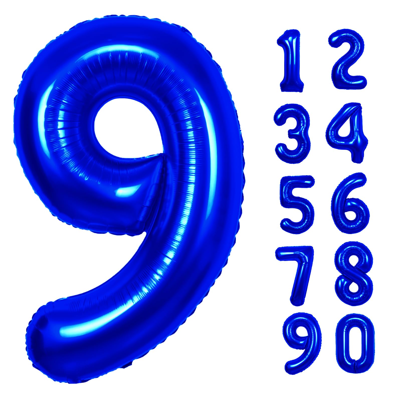 40 inch Navy Blue Number 9 Balloon, Giant Large 9 Foil Balloon for Birthdays, Anniversaries, Graduations, 9th Birthday Decorations for Kids