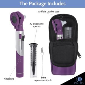 Zniry Fiber Optic Mini Otoscope - Ear Scope with Light, Ear Infection Detector (Purple Color) Reguler