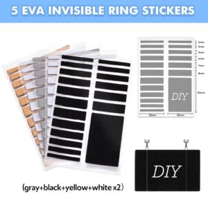 Anpro Ring Size Adjuster for Loose Rings- 118 Pcs Ring Size Adjusters Set Includes 16 Plug-in Invisible Ring Adjuster, 8 Spiral Silicone Tightener, EVA Invisible Sticker,Ring Size Measuring Tool