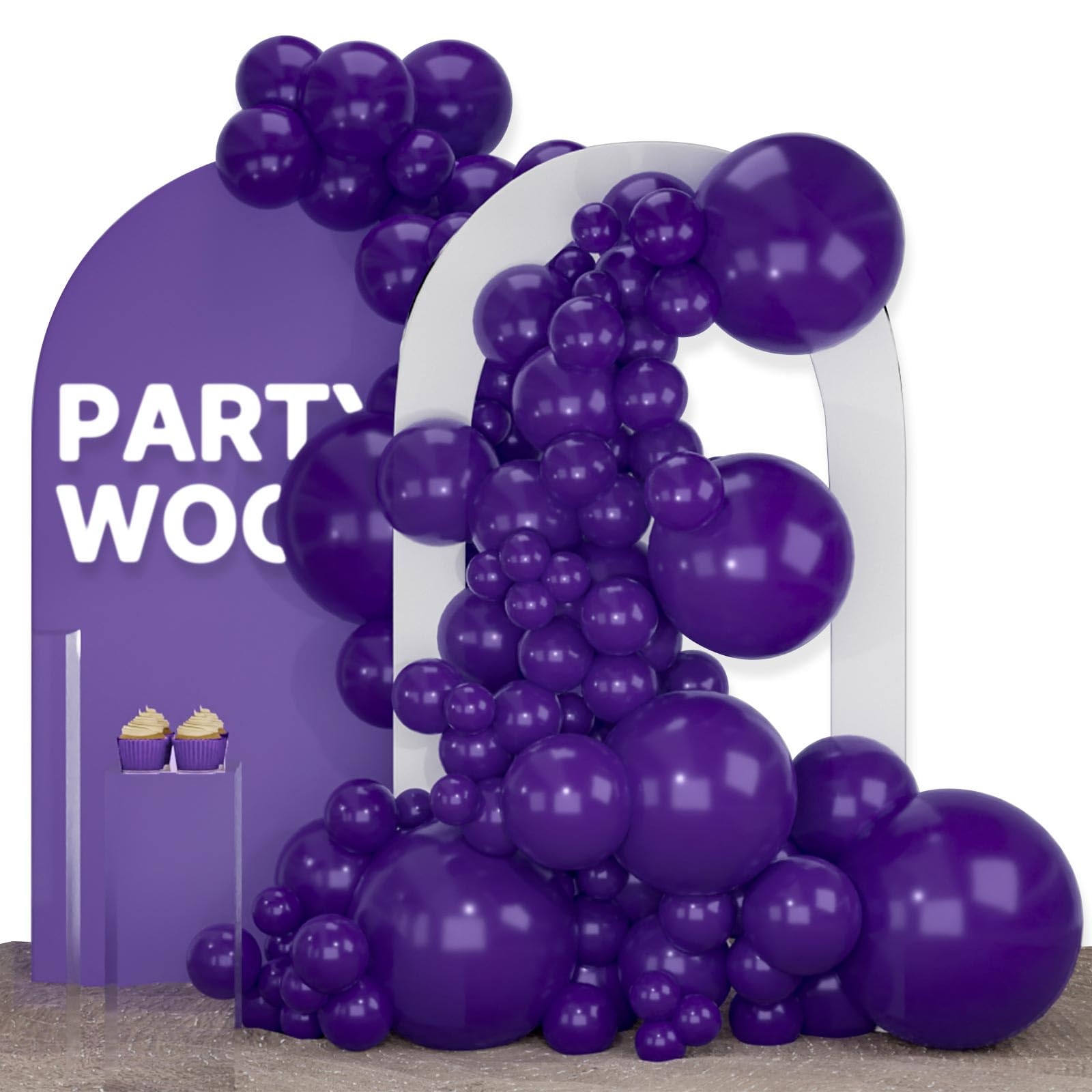 PartyWoo Royal Purple Balloons, 140 pcs Dark Purple Balloons Different Sizes Pack of 18 Inch 12 Inch 10 Inch 5 Inch Purple Balloons for Balloon Garland or Balloon Arch as Party Decorations, Purple-Y16