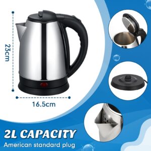 Baquler 2 Pcs 2L Electric Kettle Stainless Steel Hot Water Kettle with Auto Shut Off and Boil Dry Protection Tech Electric Water Heater Hot Water Pot Fast Boil Water Warmer for Coffee Tea Beverages