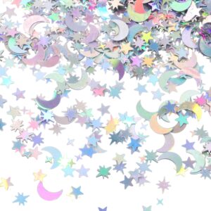 onlykxy moon star table confetti decor glitter confetti table confetti moon star decoration for birthday wedding foil theme thanks giving party valentine's day scatter bless confetti (silver)