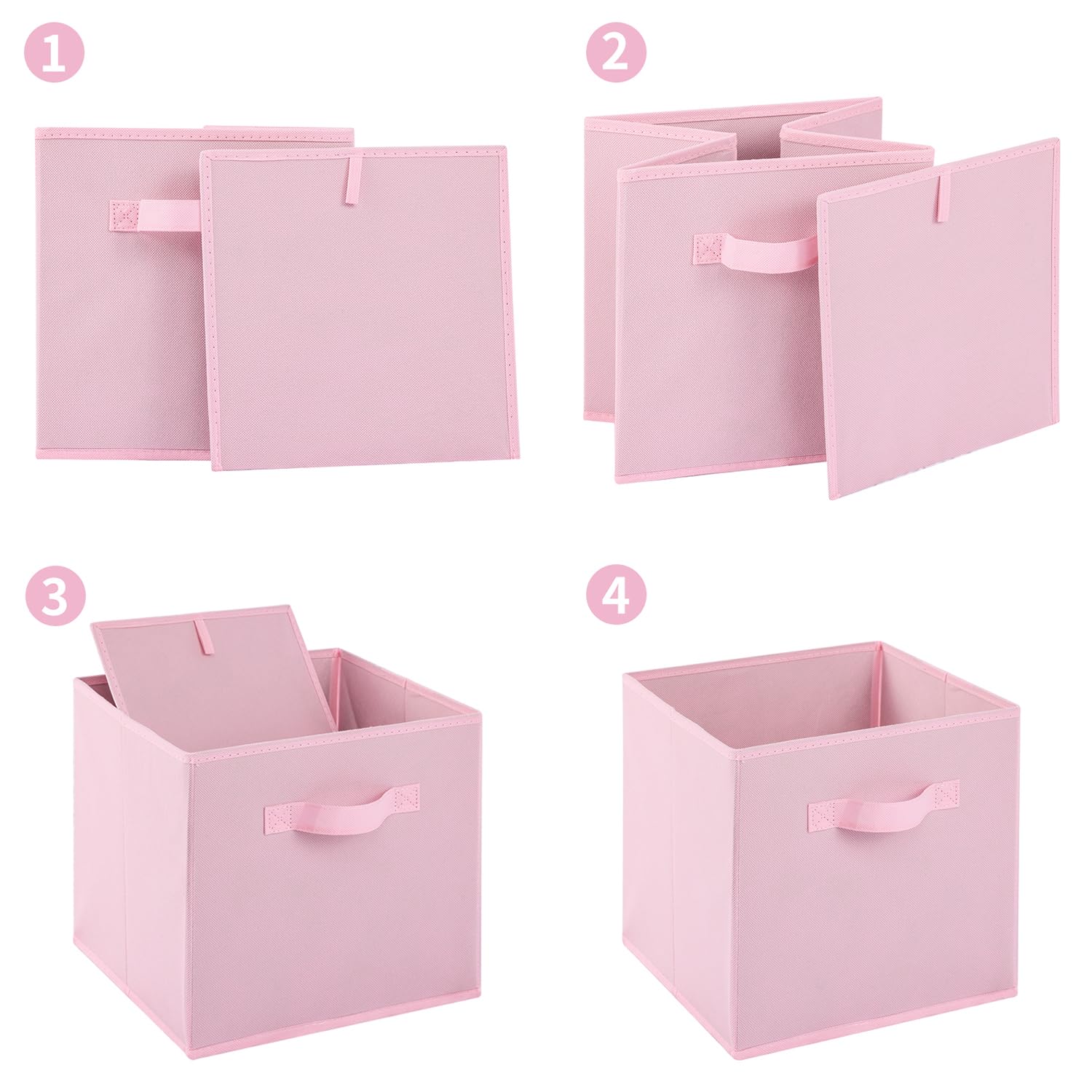 LFZLHPP Storage Bins, 11 Inch Storage Cubes (6 Pack) with Handles Foldable Cube Baskets for Home, Kids Room, Closet and Toys Organization, Pink, Purple, Blue