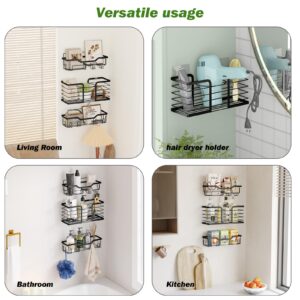 Fixwal 3-Pack Shower Caddy Bathroom Storage Rack with Soap Holder, Anti-Rust Strong Adhesive Storage Rack No Drilling Required, For Interior Shower Home Kitchen Storage Rack (Black)