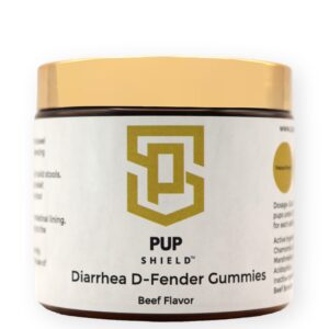 pup shield dog diarrhea relief gummies | vet-formulated gut health support treats with probiotics, pumpkin, ginger, marshmallow root | pure digestive aid for canine stomach issues - 90 gummies