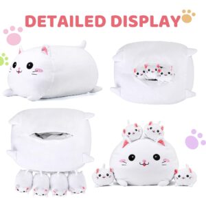 YIIQUWEN Cat Plush Cute Cat Stuffed Animal with 4 Baby Soft Pillow Birthday Gift for Girls Boys Kids Decor