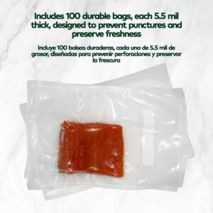 Stash Proof Vacuum Seal Bags 8" x 12" (100 Count) 5.5 Mil (Clear and Clear) - BPA Free Commerical Grade Food Saver for Storage, Sous Vide, and Meal Prep Sealer Bag