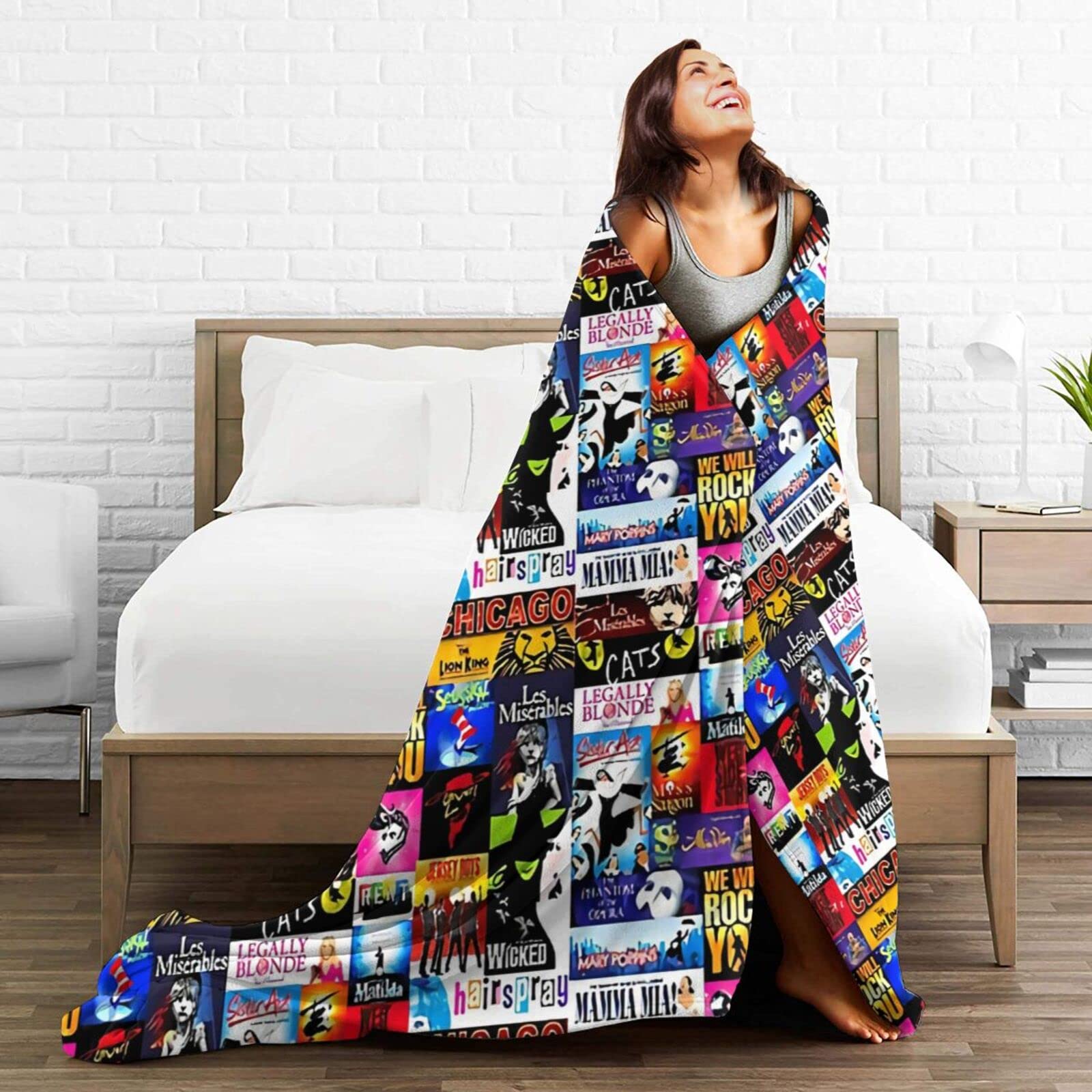 Broadway Musical Collage Blanket Soft Cozy Fleece Throw Blanket Plush Lightweight Warm Fuzzy Flannel Blankets and Throws for Boys Girls Couch Sofa Bed 50"X40"