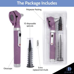 Zniry Fiber Optic Mini Otoscope - Ear Scope with Light, Ear Infection Detector (Purple Color)