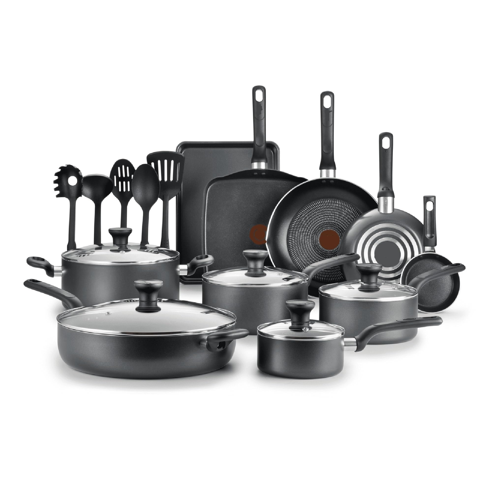 Upgrade Your Kitchen with the 20-Piece Easy Care Nonstick Cookware Set - Grey, Dishwasher Safe, Heat Indicator