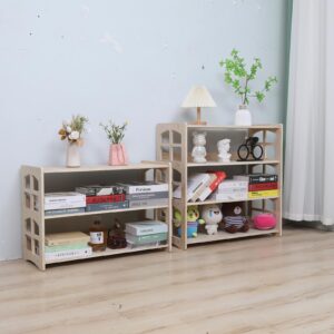 FDHUIJIA Montessori Bookshelf Toy Shelf Kids Storage Organizer for Toys Book Shelves for Kids Room Sturdy and Safe Toddler Wood Classroom Childrens Bookcases(4Tier)