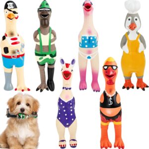 silipull 6 pcs dog latex squeaky toys chicken interactive dog toy charming pet squawkers earl captain jack durable latex chicken dog toy soft rubber chew molar dog toys for small medium large dogs