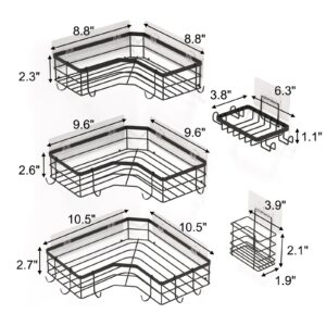 Fixwal Shower Caddy, Bathroom Corner Shower Organizers, Black Shower Shelves for Inside Shower with Soap Caddy & Toothbrush Holder, No Drilling Wall Mount 5-Pack