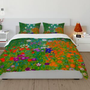 wewoo home gustav klimt painting duvet covers soft warm farm garden comforter cover with zipper closure 3 pieces set （1 duvet cover+2 pillowcases ） queen